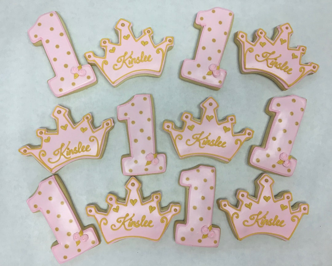 Best First Birthday Princess Party Favors Princess Themed Birthday Cookies Crown Cookies Tiara Party Favors Princess Party Favors Etsy UK