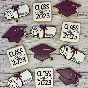 Graduation Party Favors, Grad Cookies, Grad Cap Cookies, Diploma Scroll ...