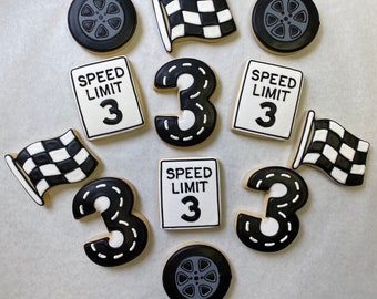 Racing Theme Cookie Favors, Car Theme Cookies for Birthday, Cute Race ...
