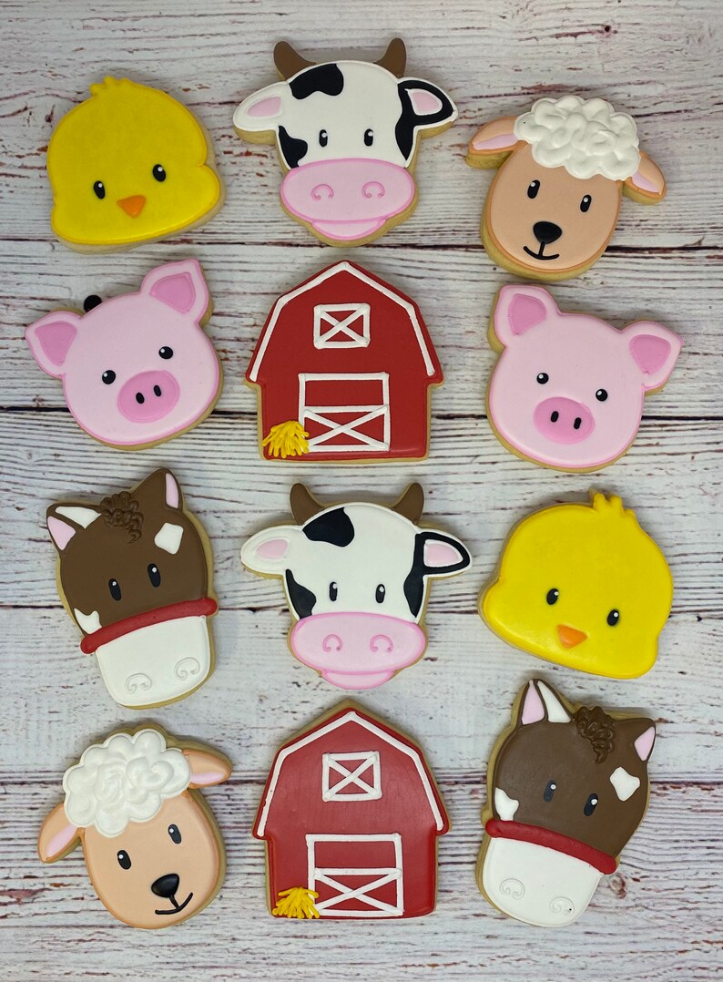 Farm Theme Cookie Favors With Barn Horse Pig Chick - Etsy