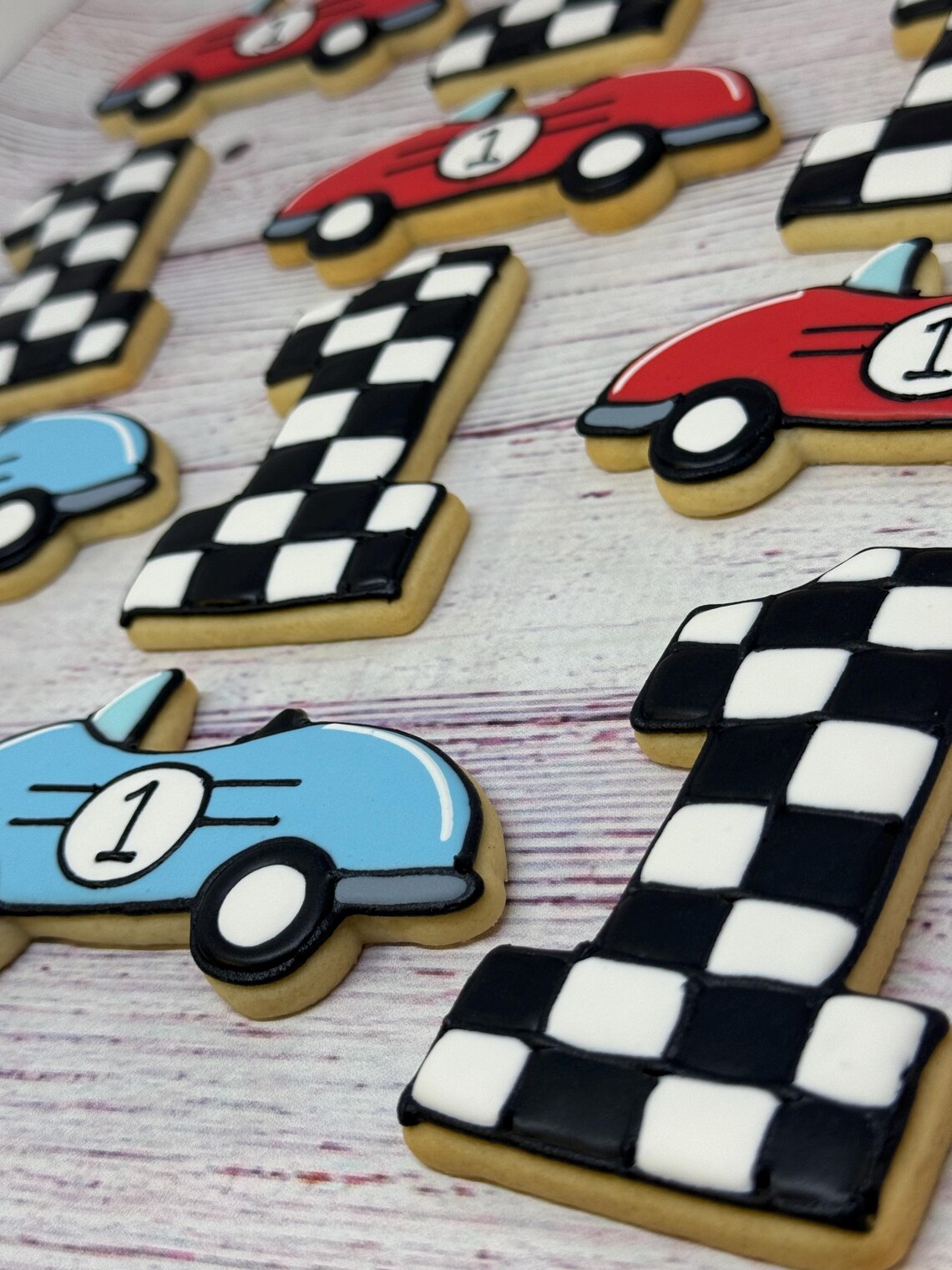 Race Car Cookie Favors, Number Cookies for Birthday, Cute Race Theme ...