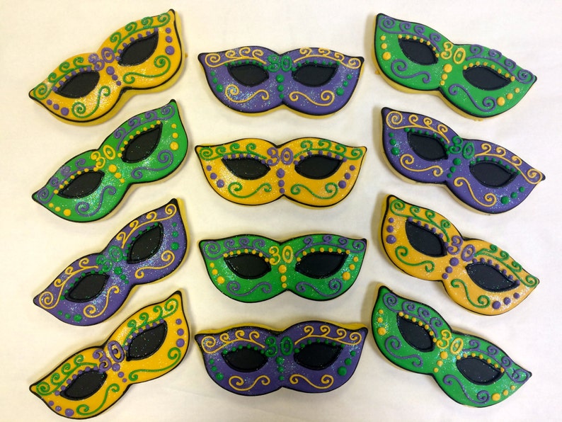 Mardi Gras Cookie Favors Mardi Gras Mask Cookies Mardi Gras - Etsy