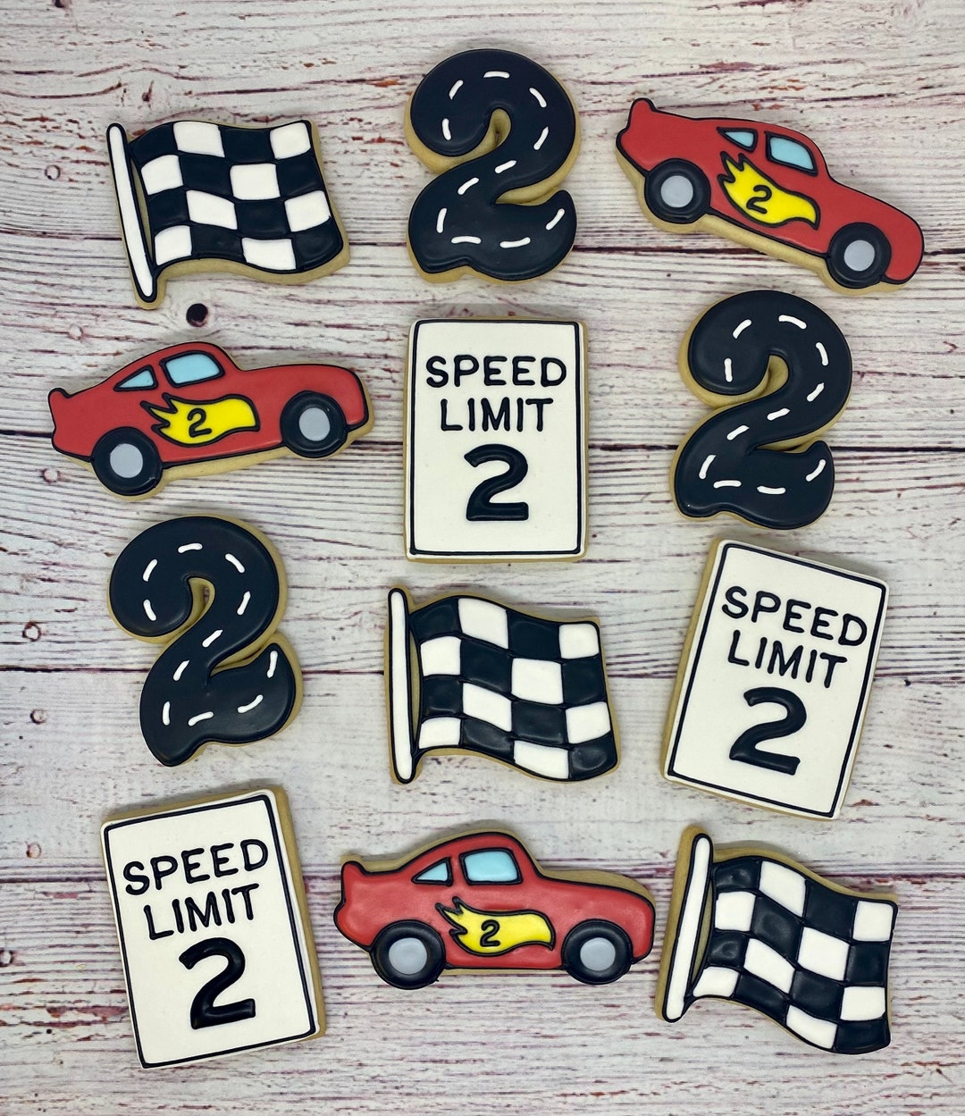 Racing Theme Cookie Favors, Car Theme Cookies for Birthday, Cute Race ...
