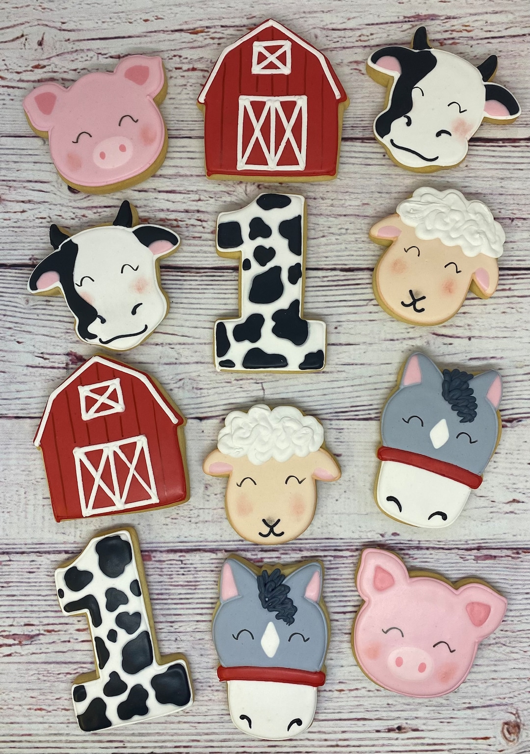 Farm Theme Cookie Favors - With Barn, Horse, Pig, Chick, Sheep, and Cow ...