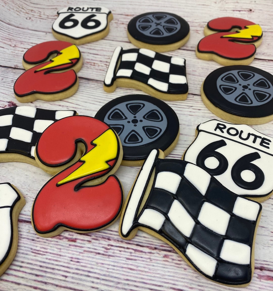 Car Theme Cookie Favors, Racing Theme Cookies for Birthday, Cute Race ...