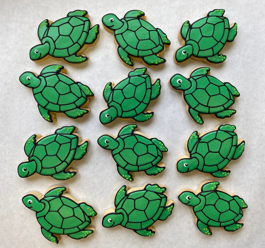 Turtle Cookie Favors for Birthday Parties, Sea Turtle Cookies for ...