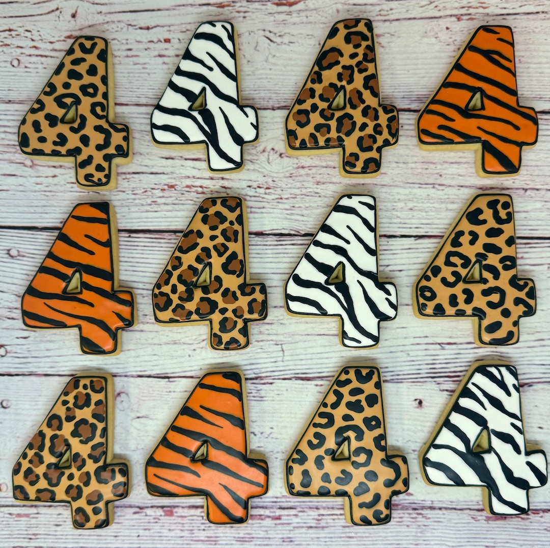 Jungle Themed Party Favor Cookies for Birthdays, Animal Print Cookie ...