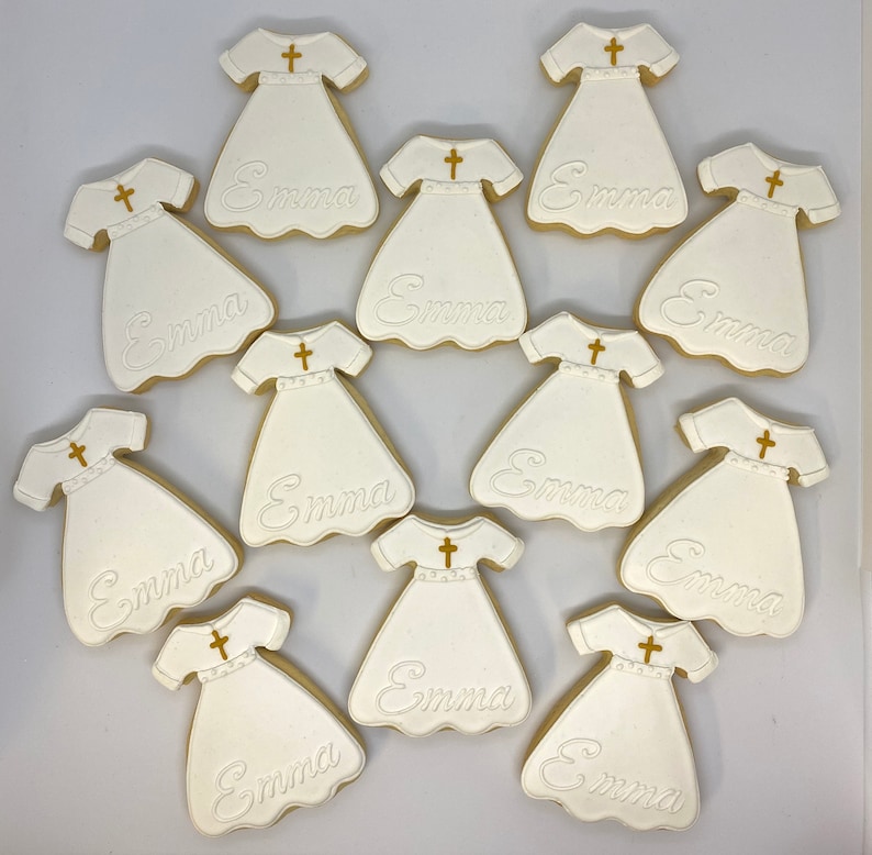 First Communion Cookie Favors First Communion Dress Cookies | Etsy