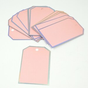 Set of 18 Pink Colored Kraft Tags With Metallic Silver Border--coral ...