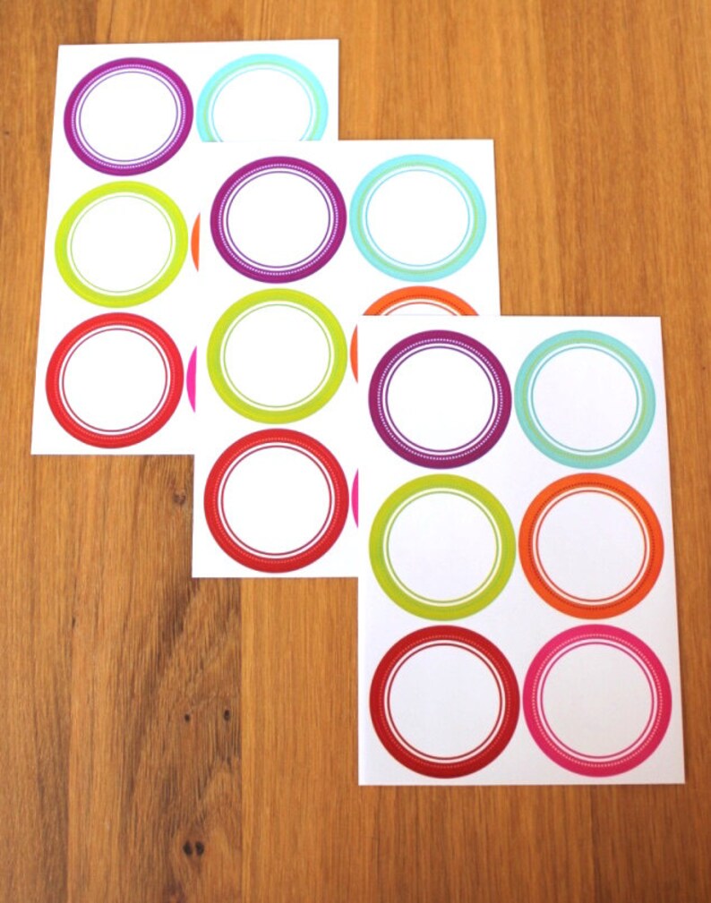 Round Sticker Set--18 Bright Circle Stickers--bright Colored Stickers ...