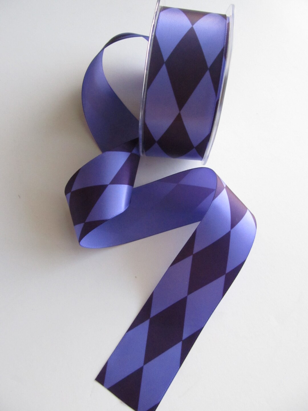 5 Yds. Purple Harlequin Ribbon--satin Diamond Pattern Ribbon--gift Wrap ...
