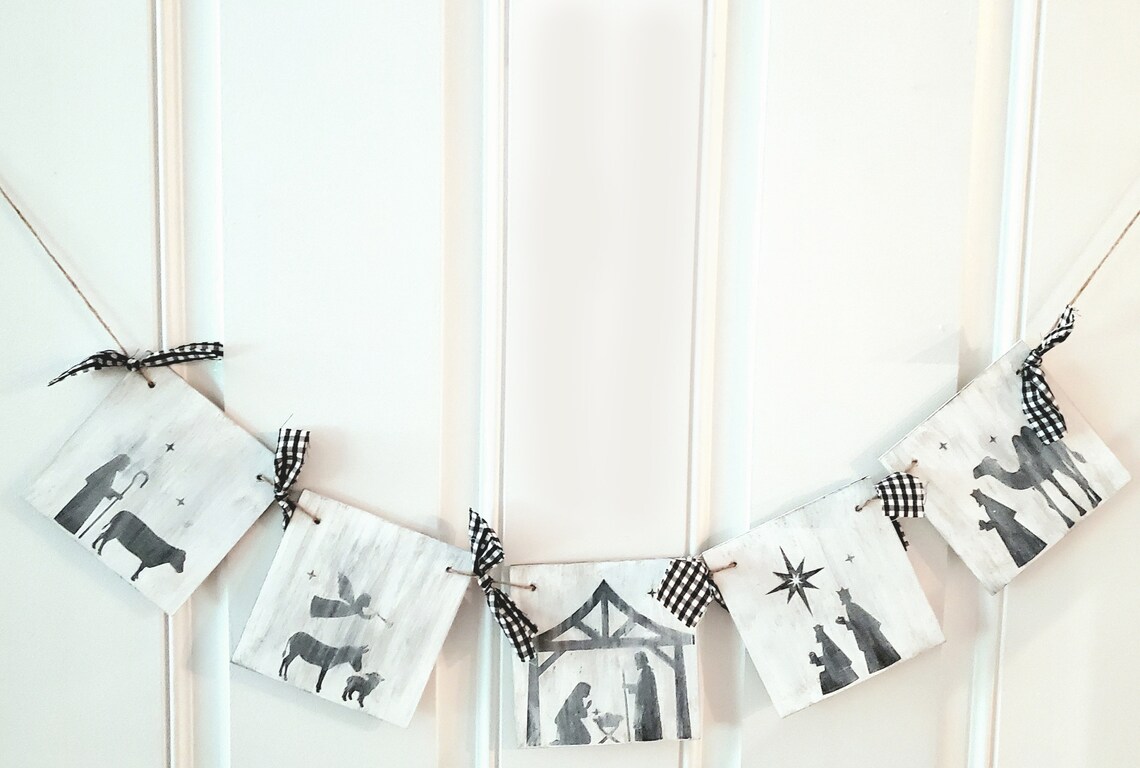 Handcrafted Wooden Nativity Banner Farmhouse Nativity | Etsy