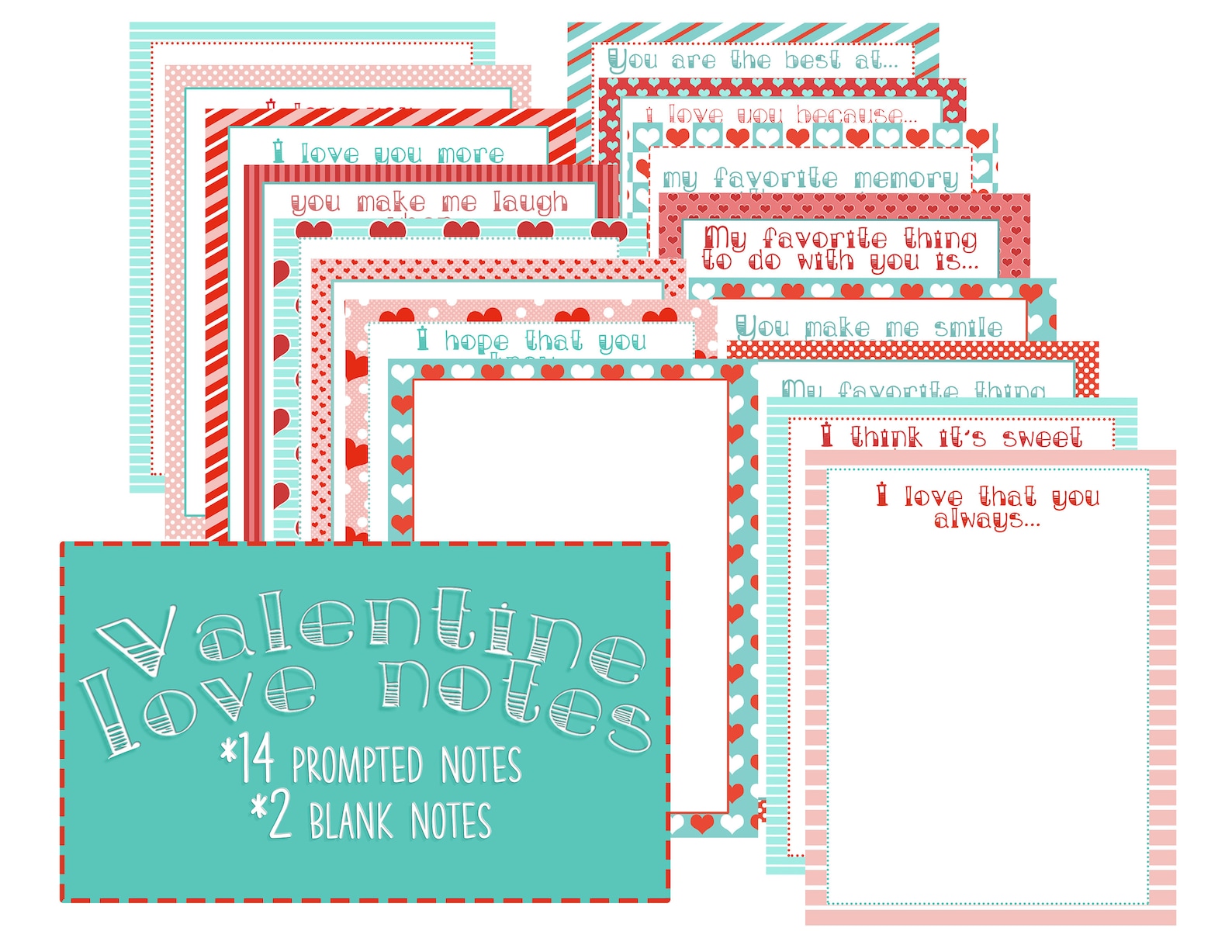Valentine's Love Notes | Lunchbox Notes | Prompted Love Notes | I Love ...
