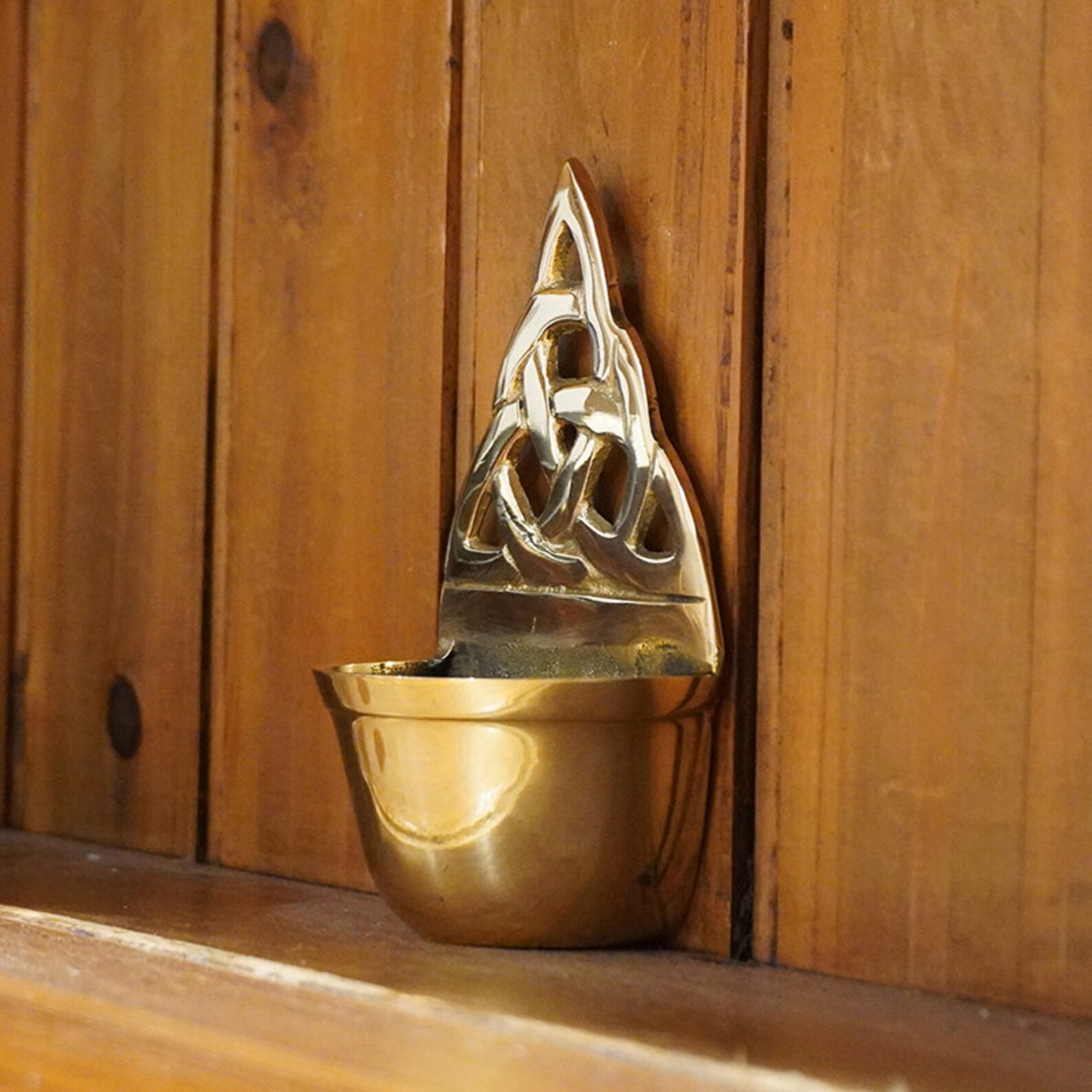 Brass Holy Water Font Trinity Knot Ireland Housewarming - Etsy