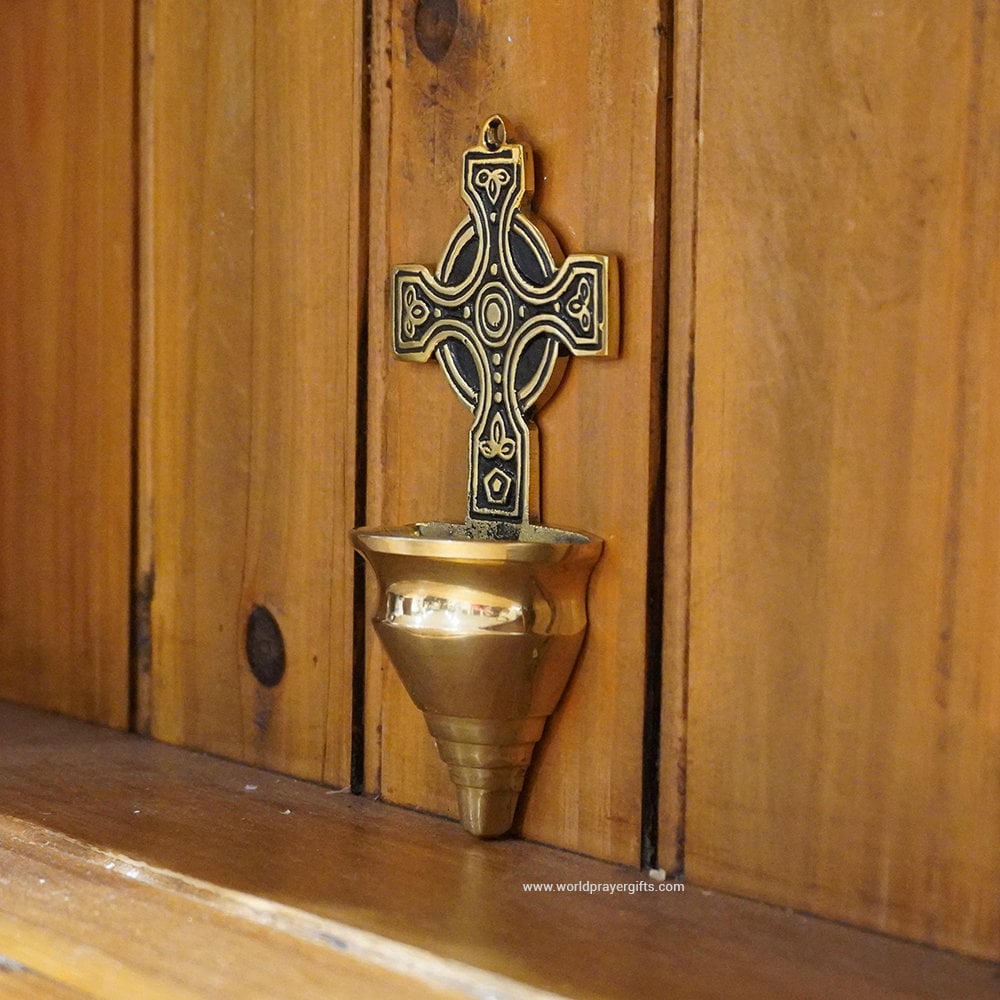Celtic Cross Holy Water Font Brass Ireland Housewarming - Etsy Ireland