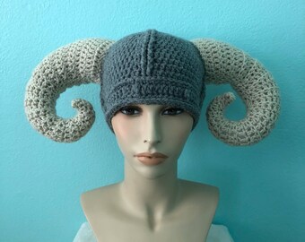 Crochet Handmade Ram Horn Beanie Hat Made to Order - Etsy