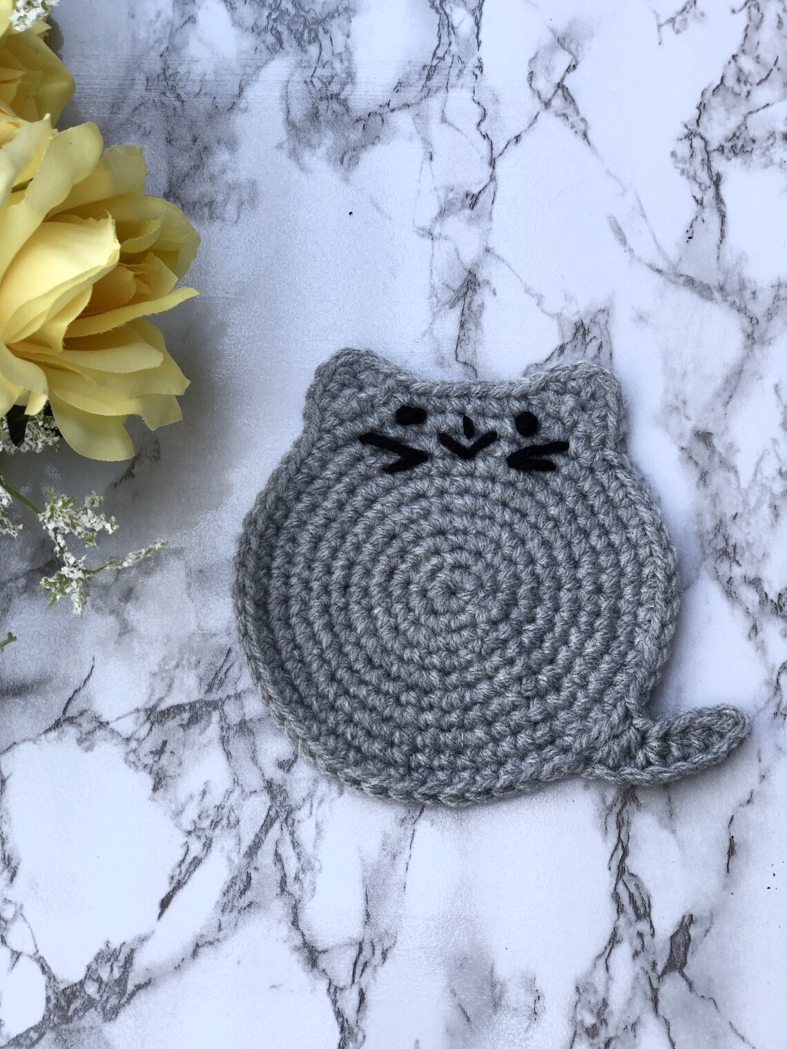 Crochet Kitty Cat Coasters Set Cute Coaster Mug Rug Drink - Etsy