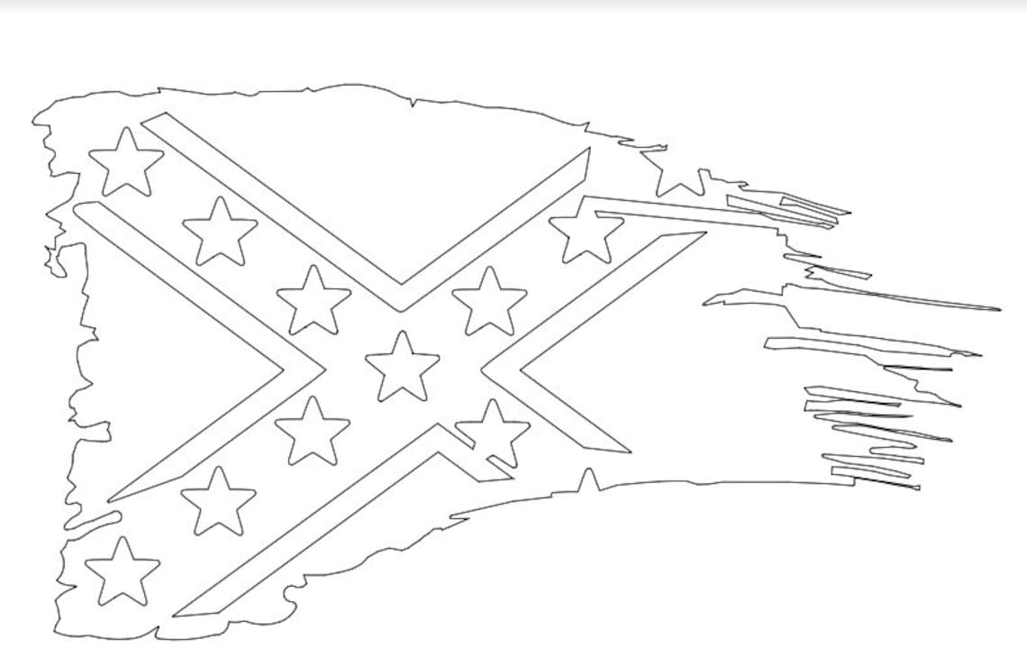 Tattered Rebel Flag dxf cnc plasmas laser cuttable stencil | Etsy