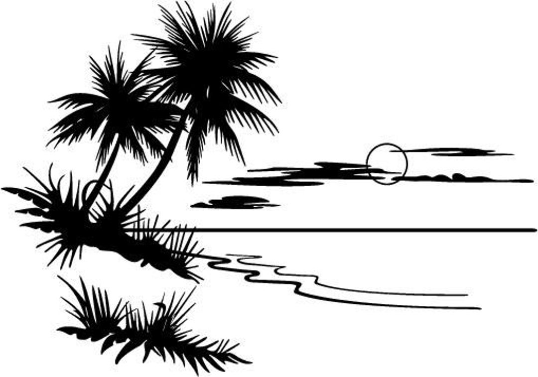 Beach Sun Scene Svg Eps Dxf Cnc Plasmas Laser Cricut Silhouette ...