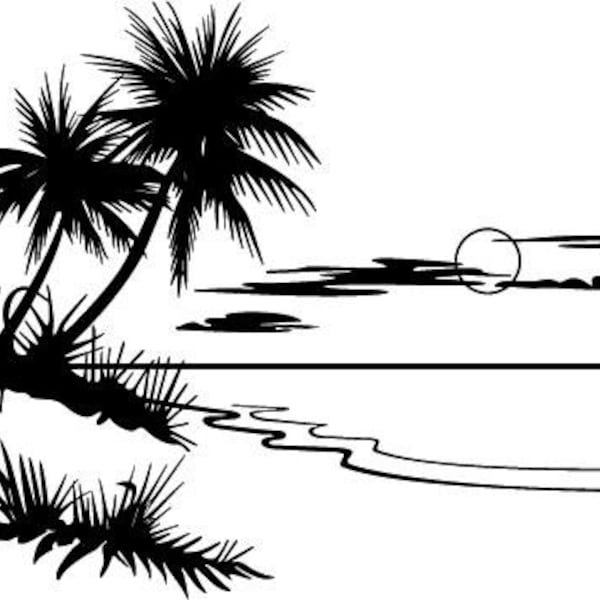Beach Scene Silhouette Svg - Etsy