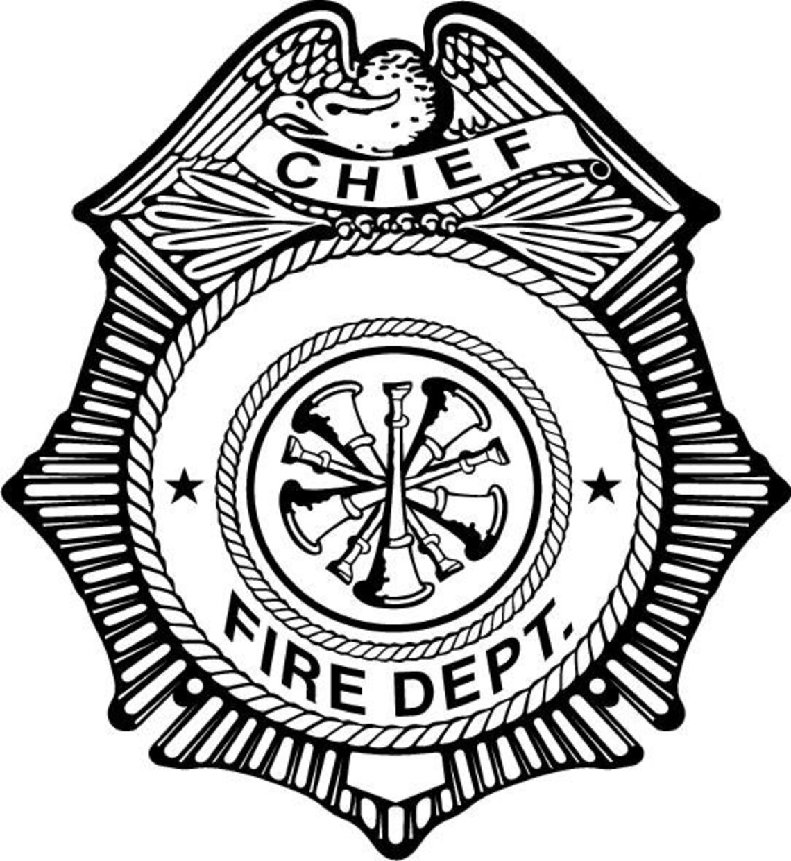 Fire Chief Badge Svg Eps Dxf Cnc Plasmas Laser Cricut - Etsy