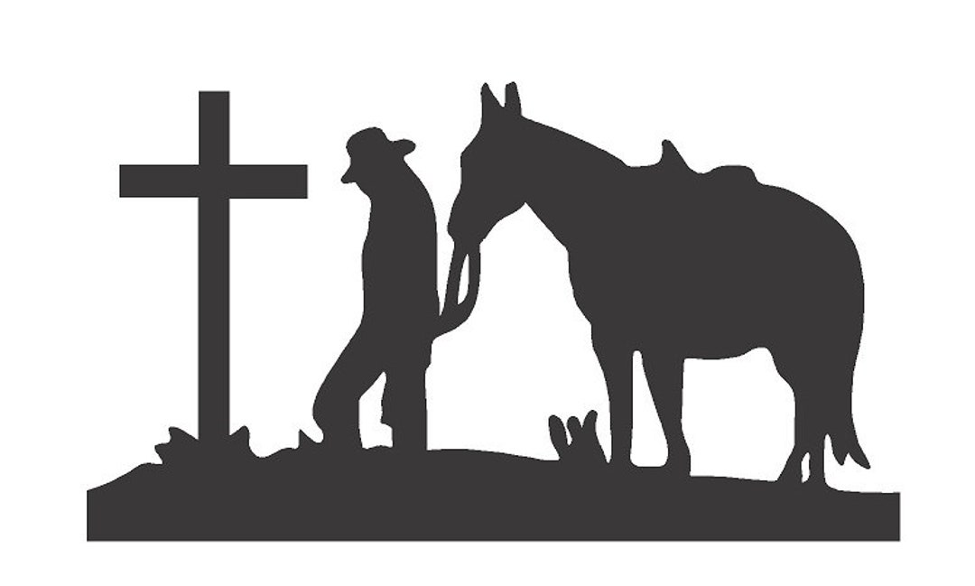 Cowboy at Cross Svg Eps Dxf Cnc Plasmas Laser Cricut Silhouette ...