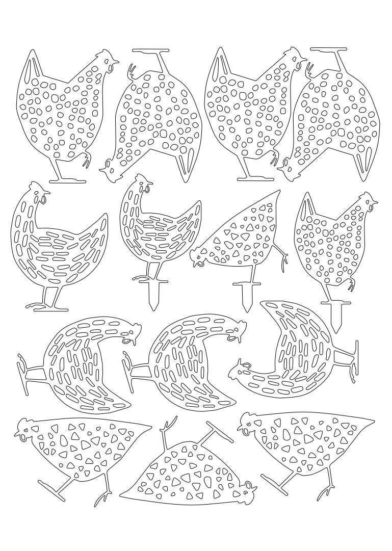 Holey Chickens Dxf Cnc Plasmas Laser Cuttable Stencil Vector - Etsy
