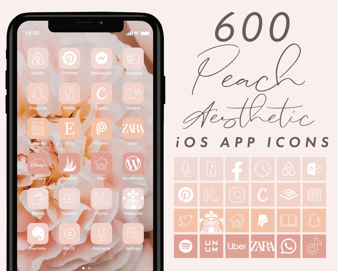 Ios 14 App Icons Peach Aesthetic Peach iPhone Icons Bundle - Etsy