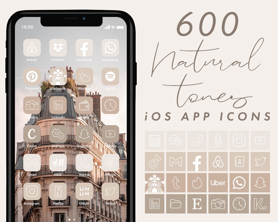 Ios 14 Neutral App Icons Minimal Neutral Aesthetic Neutral - Etsy UK