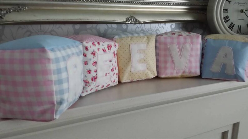 Handmade Fabric Cubes Personalised With Name Any Colour Scheme ...