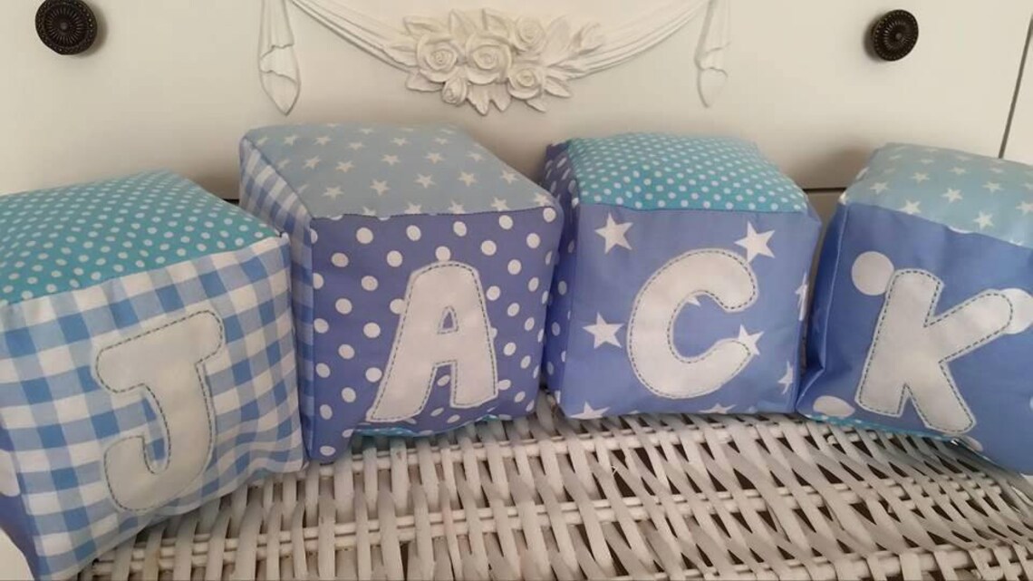 Handmade Fabric Cubes Personalised With Name Any Colour Scheme - Etsy UK