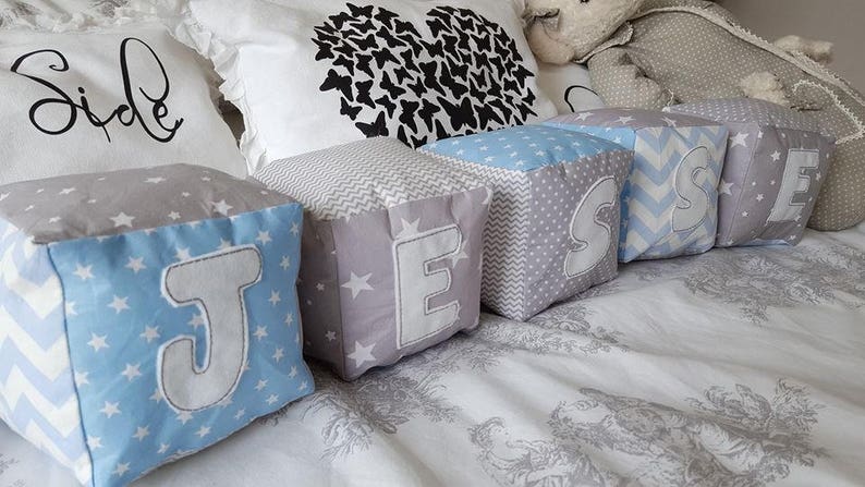 Handmade Fabric Cubes Personalised With Name Any Colour Scheme - Etsy UK