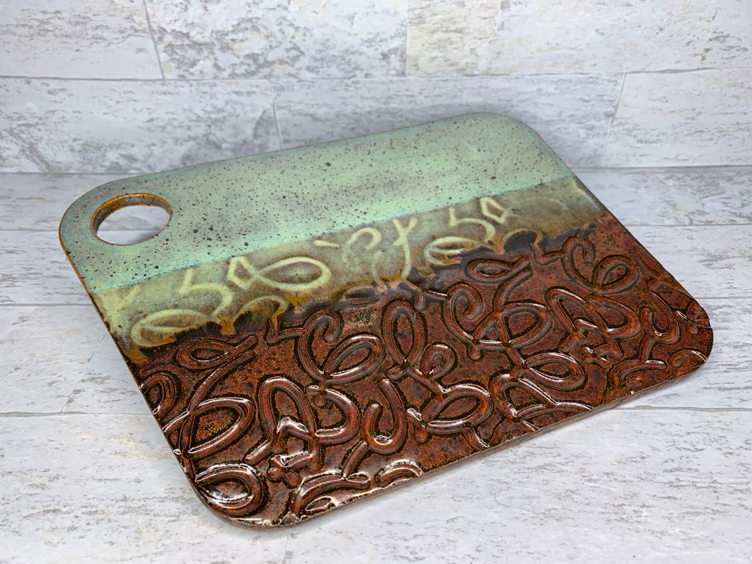 Handmade Ceramic Cheese Board: Textured Serving Platter - Etsy