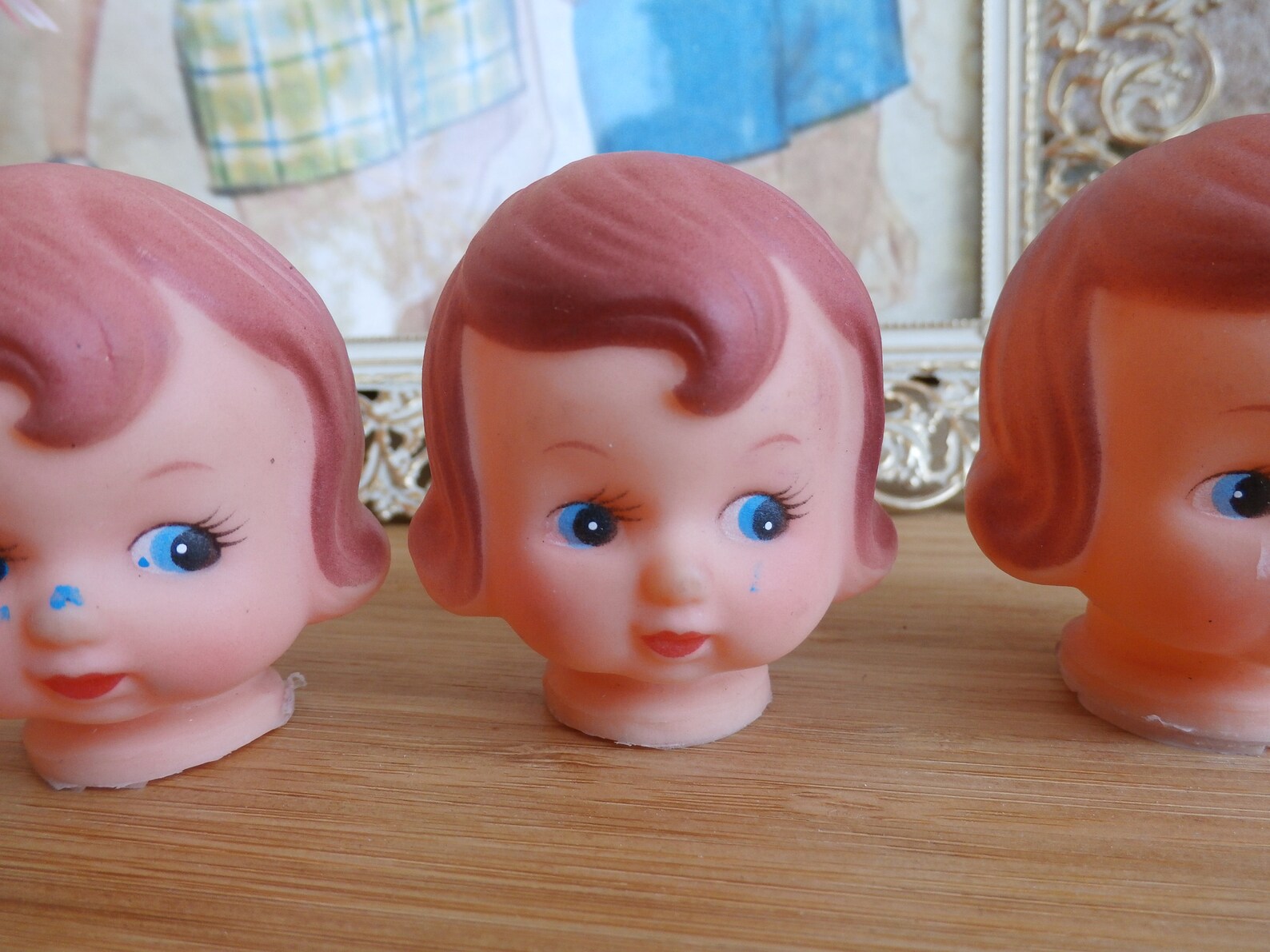 Lot of 3 Vintage Rubber Girl Heads for Crafting Doll Making Made in ...