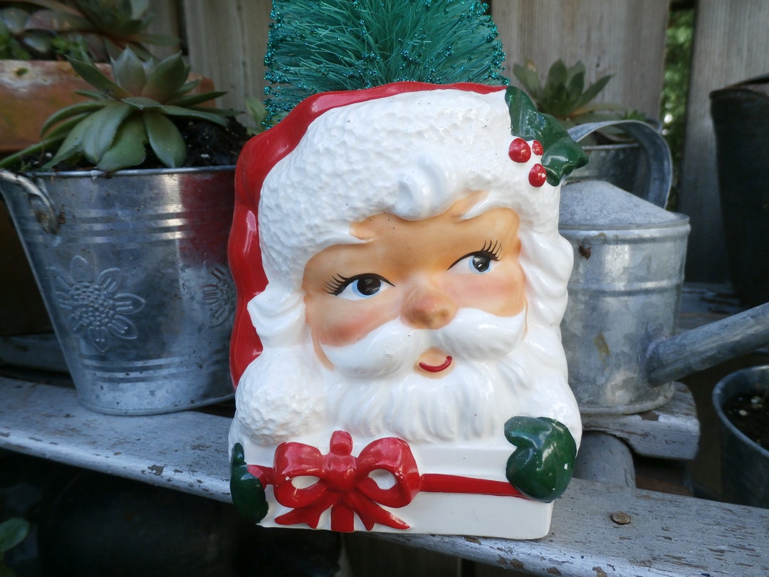 Vintage Santa Head Vase Santa Planter Santa Vase Made in Japan Hand ...
