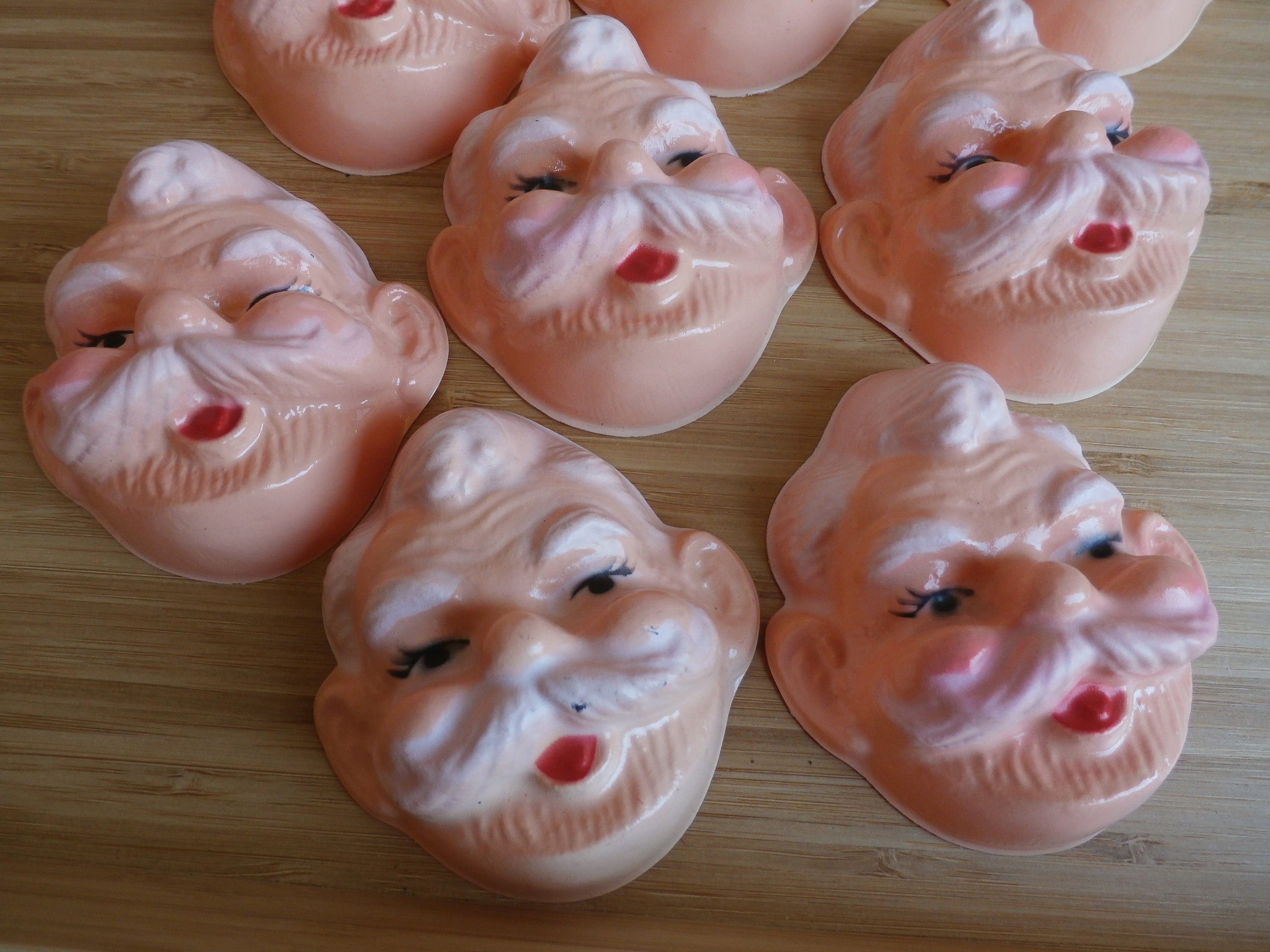 Lot of 8 Vintage Plastic Santa Heads Crafting Heads Doll Making Heads ...