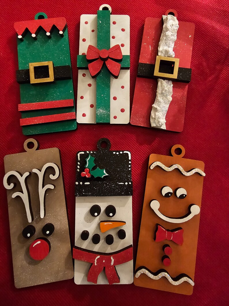 Christmas Ornament Set, Santa Belt, Elf, Gift, Reindeer, Snowman ...
