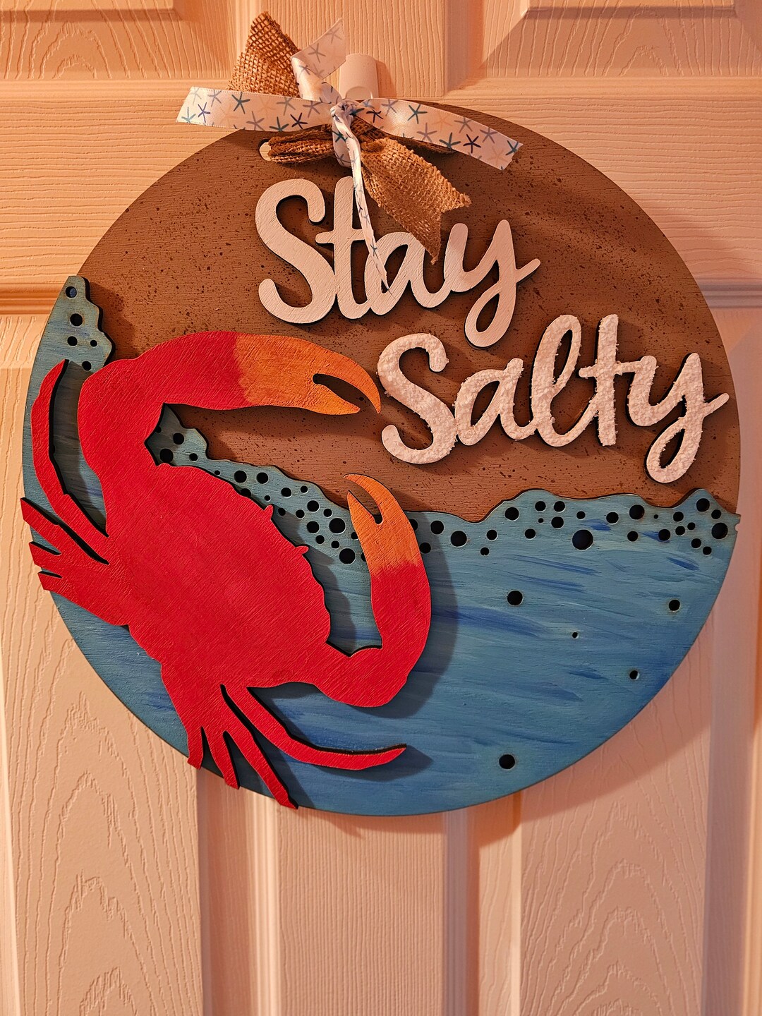 Stay Salty Beach Summer Wood Door Sign, Crab, Beach 15 - Etsy
