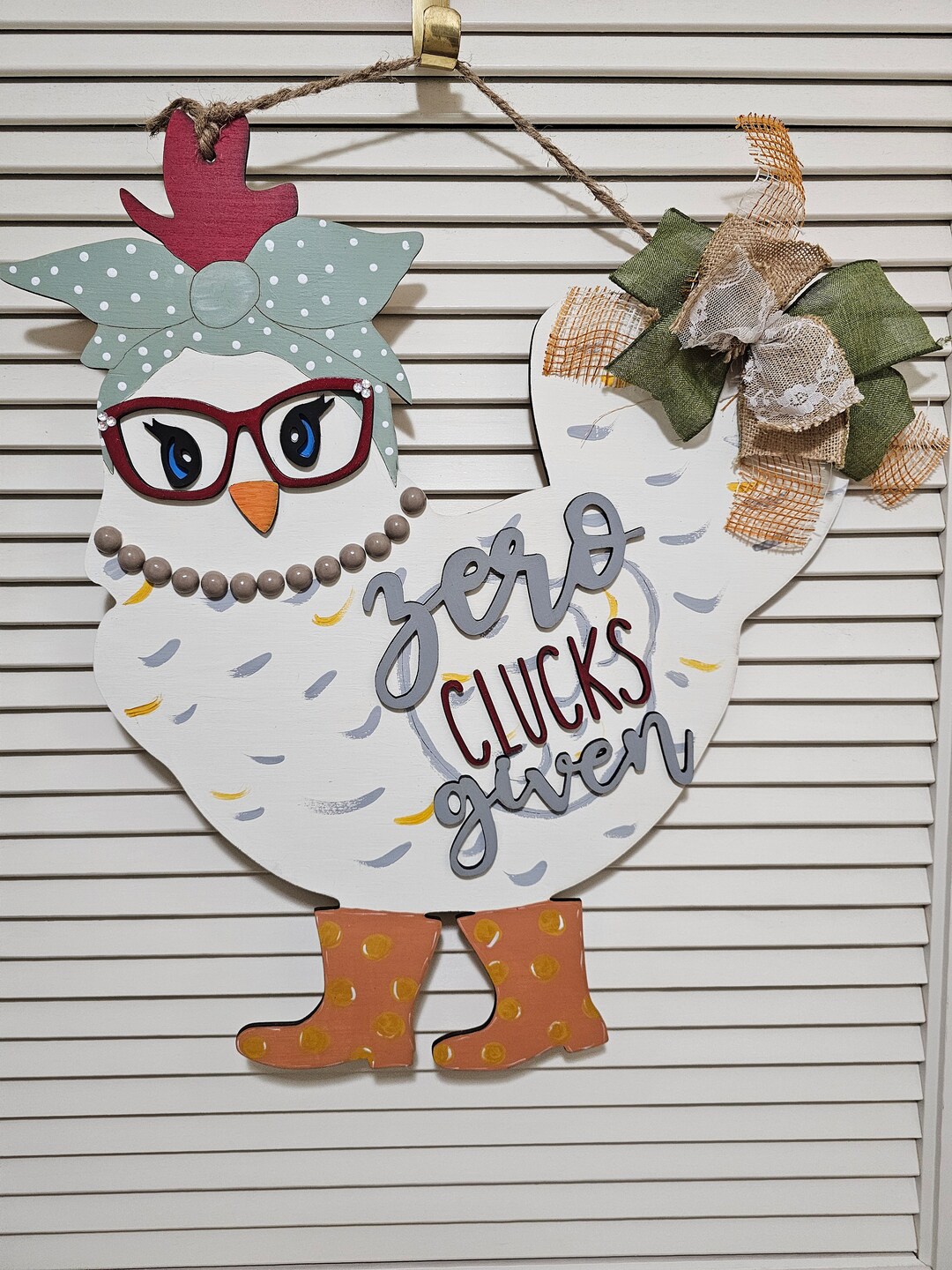 Large Farmhouse Chicken Wood Sign, Zero Clucks Given, Can Be Customized ...