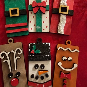 Christmas Ornament Set, Santa Belt, Elf, Gift, Reindeer, Snowman ...