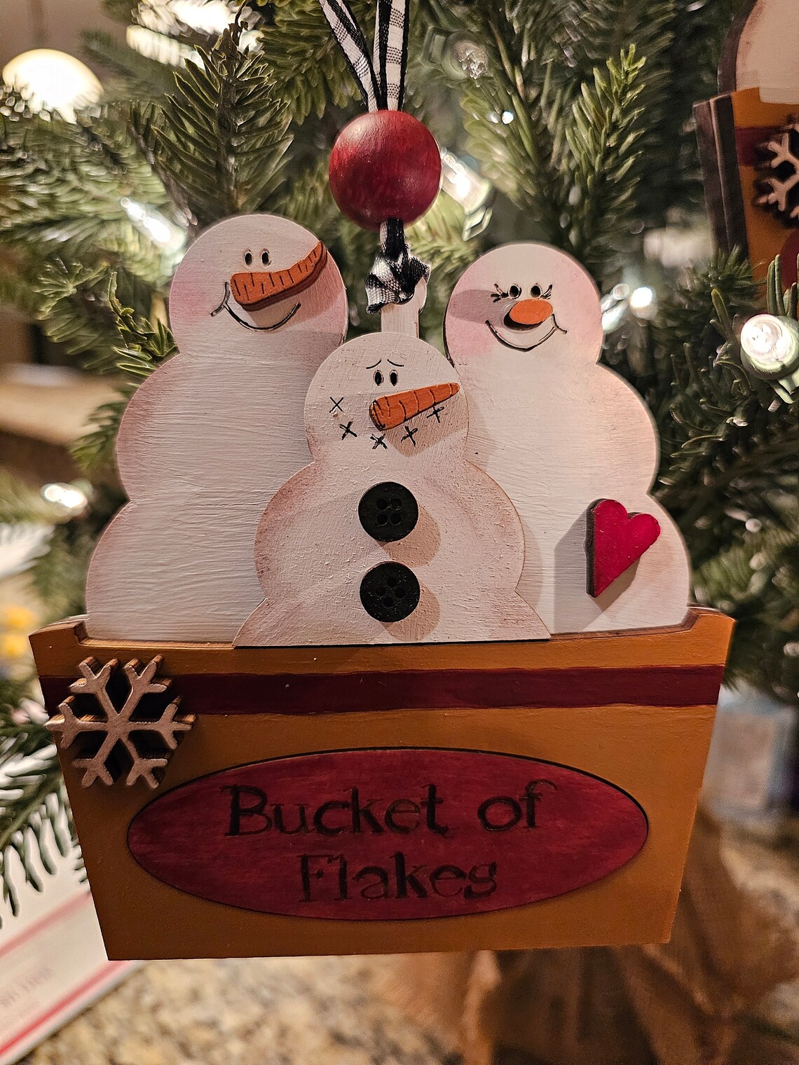 Farmhouse Rustic "bucket of Flakes" Christmas Snowman Winter Ornament ...