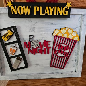 Now Playing, Movie Night Movie Media Room Farmhouse Wooden Sign - Etsy