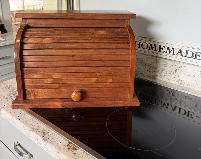 New Large Kitchen Bread Box Hand Crafted Roll Top Solid Walnut!! Nice ...