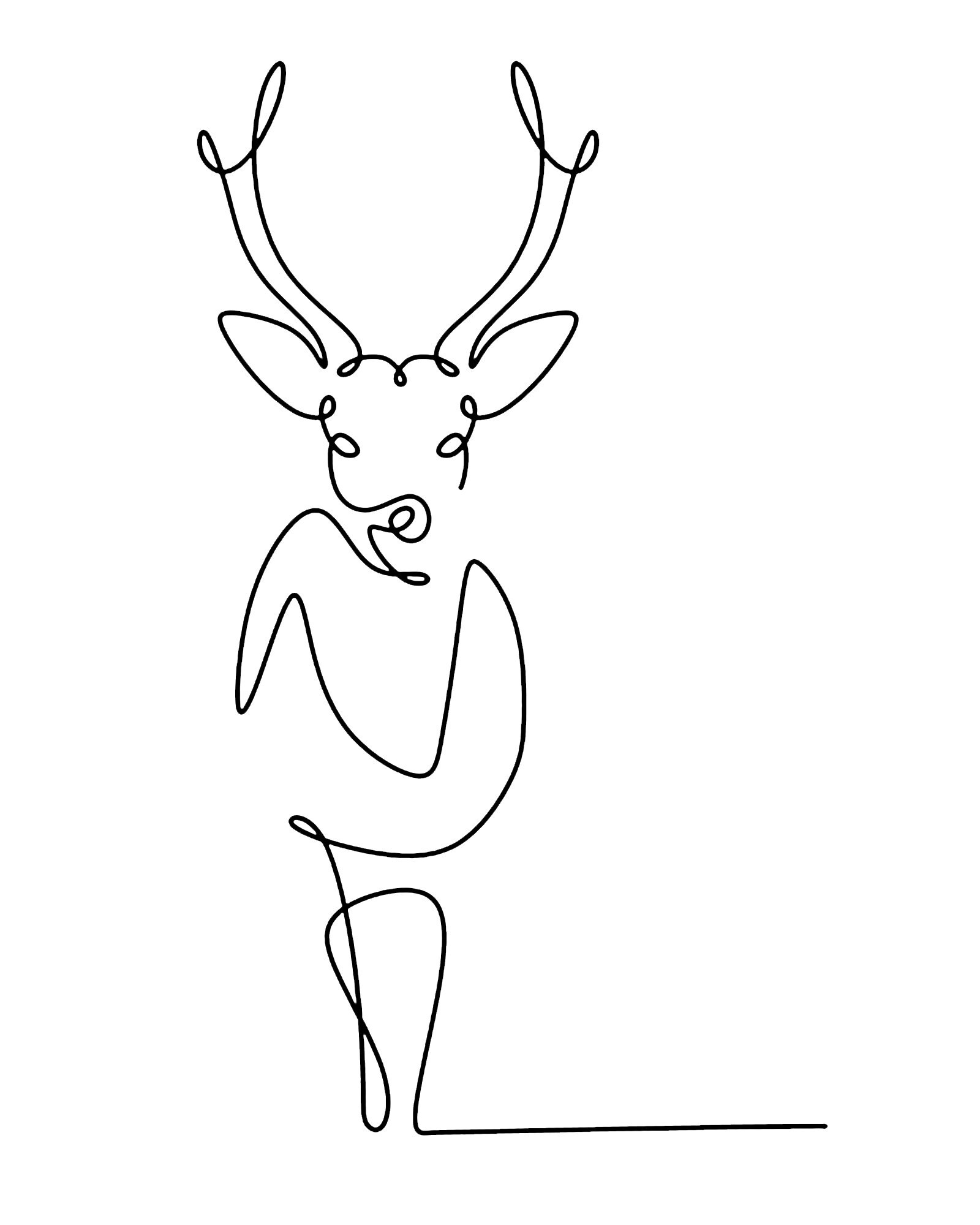 Continous-line Deer Wall Art - Etsy