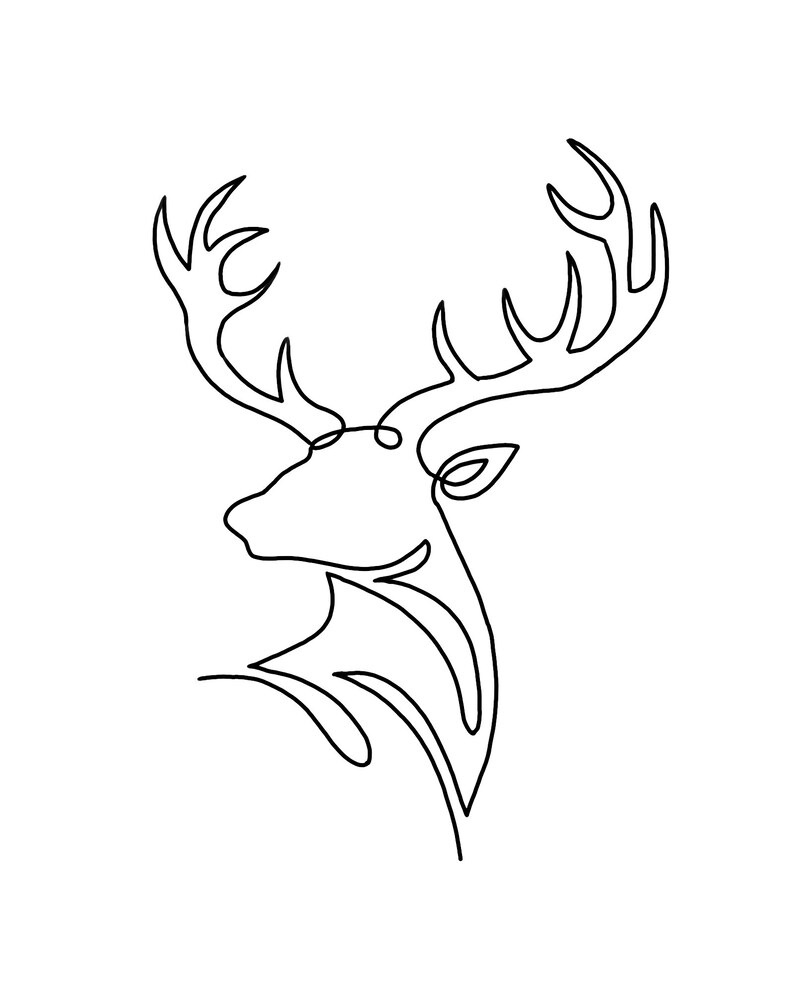 Continous-line Deer Wall Art - Etsy