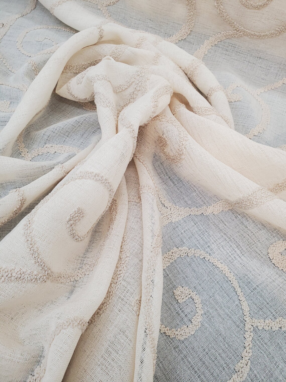 Sheer Embroidered Linen 58 Inches - Etsy