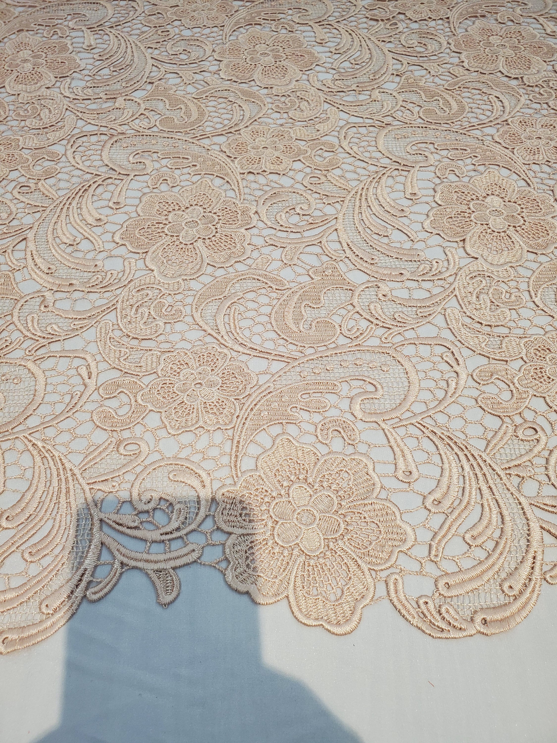 Floral Guipure Lace Fabric, Elegant Flower Embroidery, Chemical Lace ...