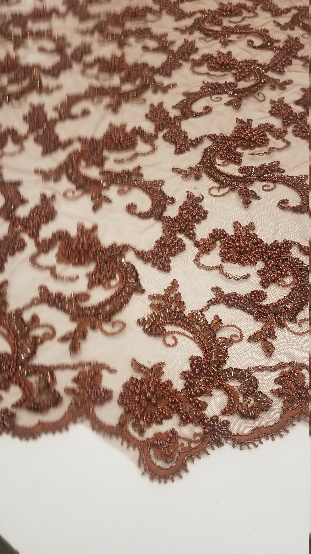 Designer Heavy Hand Beaded Embroidery Lace Pearlfabric, Fancy Bridal ...