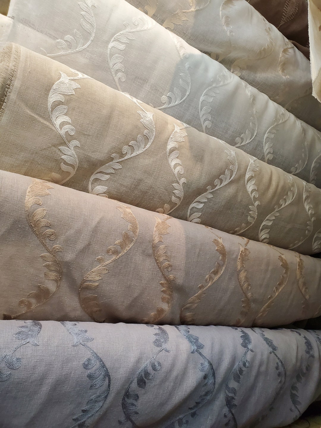 Sheer Embroidered Linen in 4 Colors - Etsy