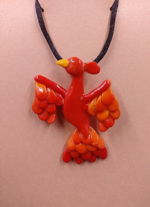 Phoenix Rising Polymer Clay Pendant | Etsy
